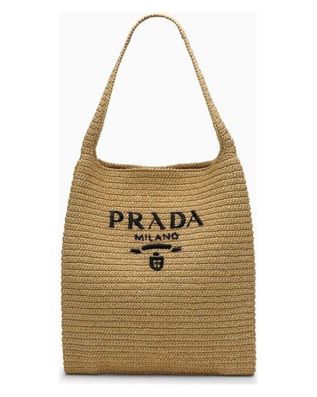 Prada Raffia Tote Bag in Natural | Lyst