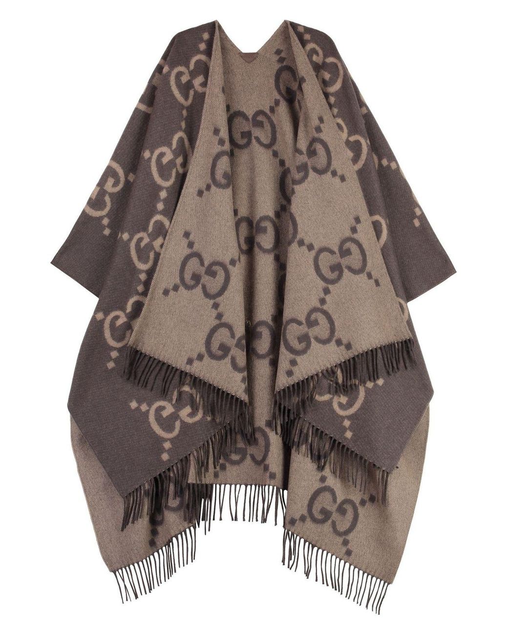 Gucci Reversible Jumbo Cashmere Cape in Brown | Lyst