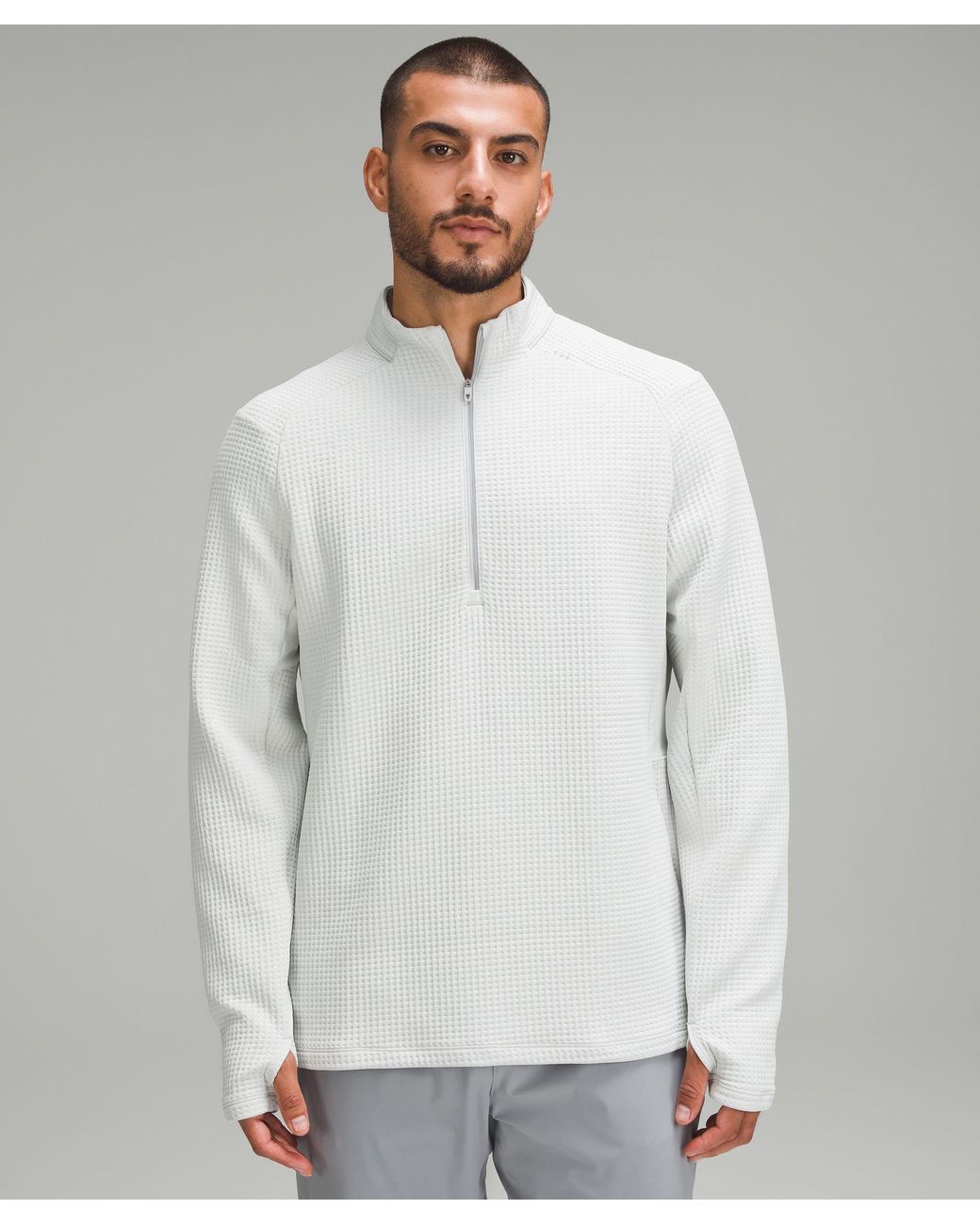 lululemon Waffle-Knit Half Zip in Gray for Men | Lyst
