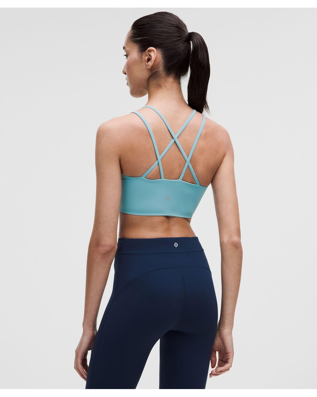 lululemon Like A Cloud Ribbed Longline Bra in Blue | Lyst
