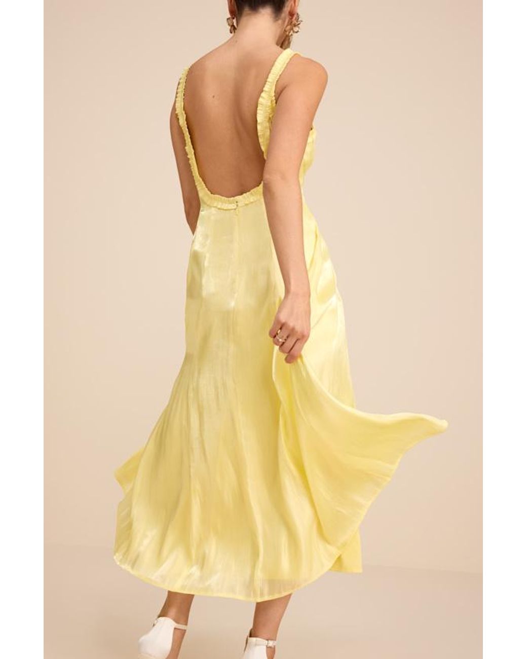 Lulus Marlana Sleeveless Ruffled Midi Dress in Yellow | Lyst