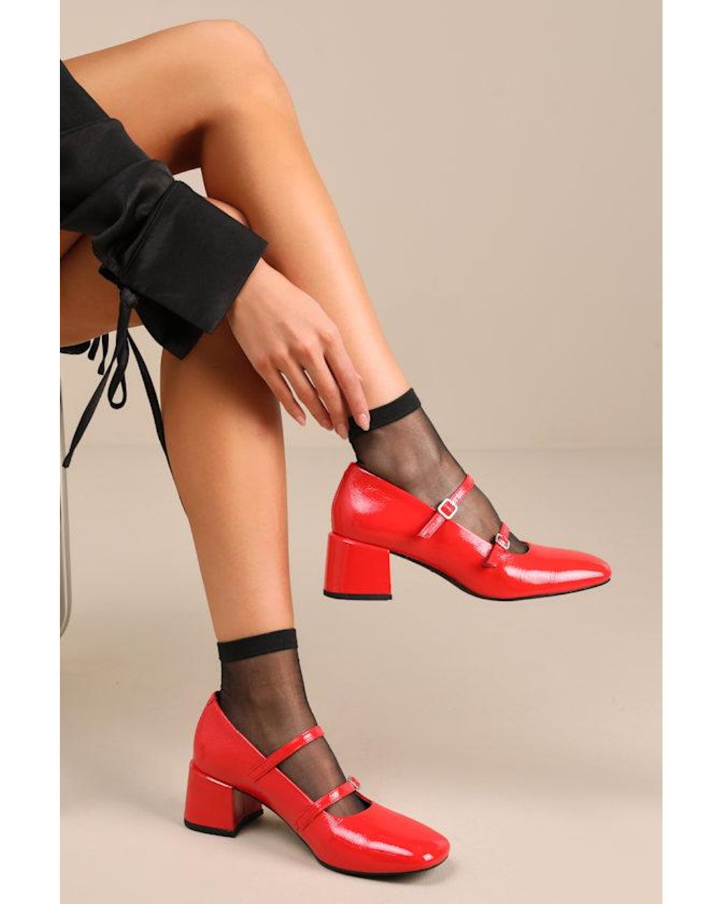 Vagabond Shoemakers Adison Flame Leather Strappy Mary Jane Pumps in Red ...
