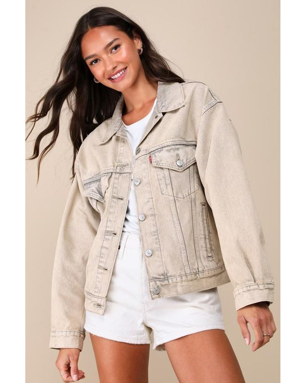 Levi s 90S Trucker Washed Khaki Denim Jacket in Natural Lyst UK