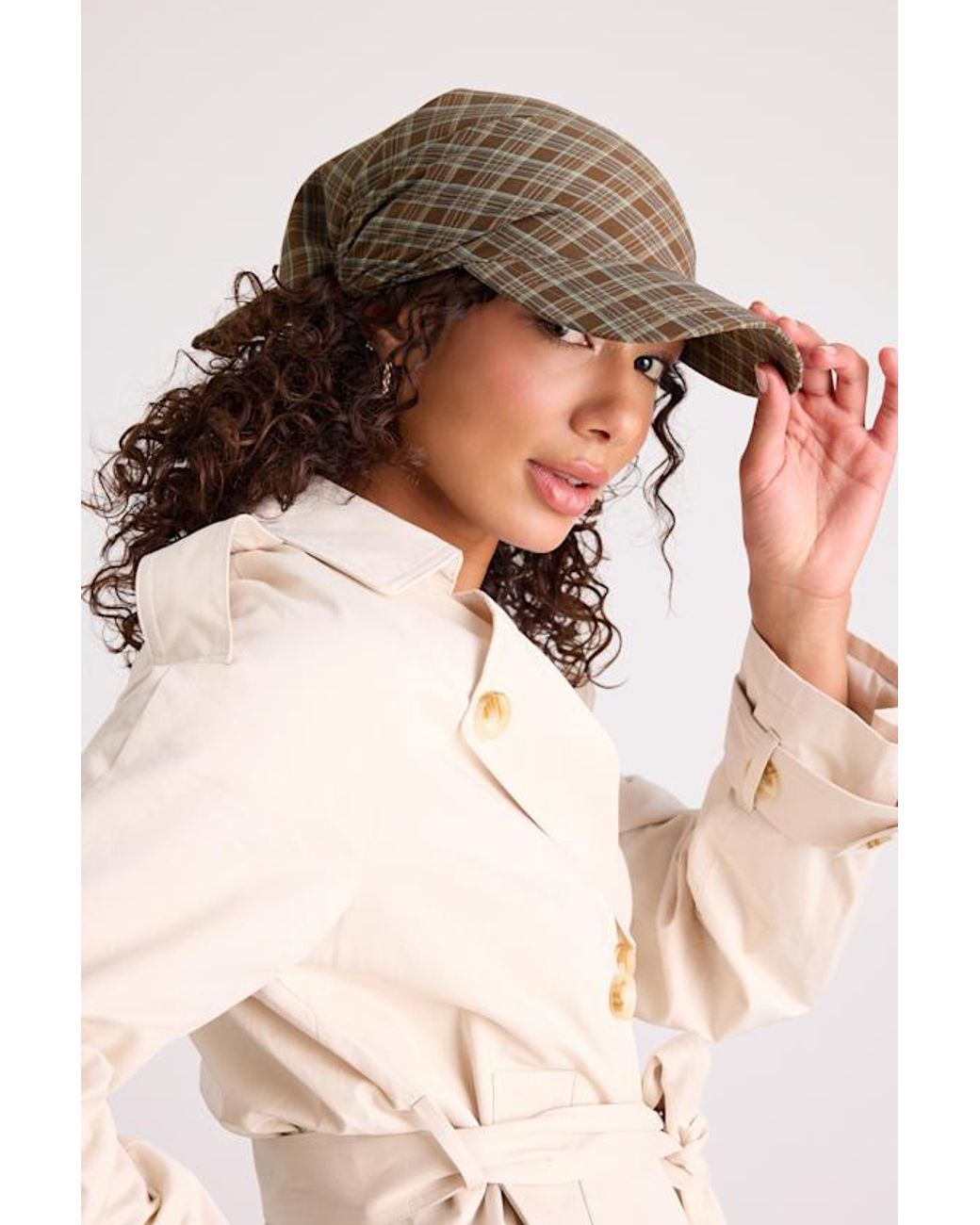 Lulus Watson Plaid Scarf Baseball Cap in Natural | Lyst UK