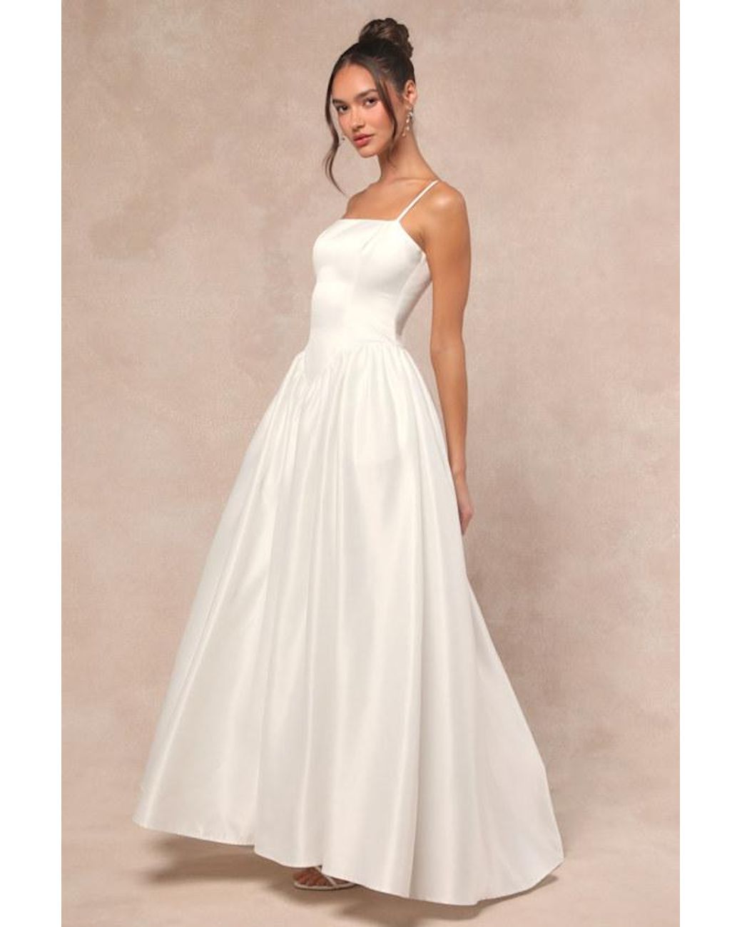 Lulus Bria Basque Waist Maxi Dress in Natural | Lyst