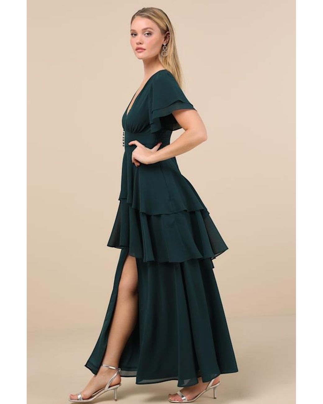 Lulus Midnight Mood Tiered Maxi Dress in Blue | Lyst