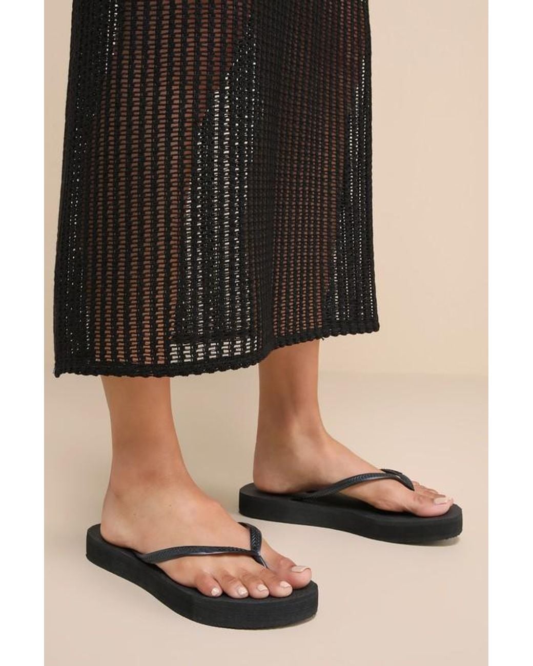 Havaianas Slim Flatform Flip Flops in Black | Lyst