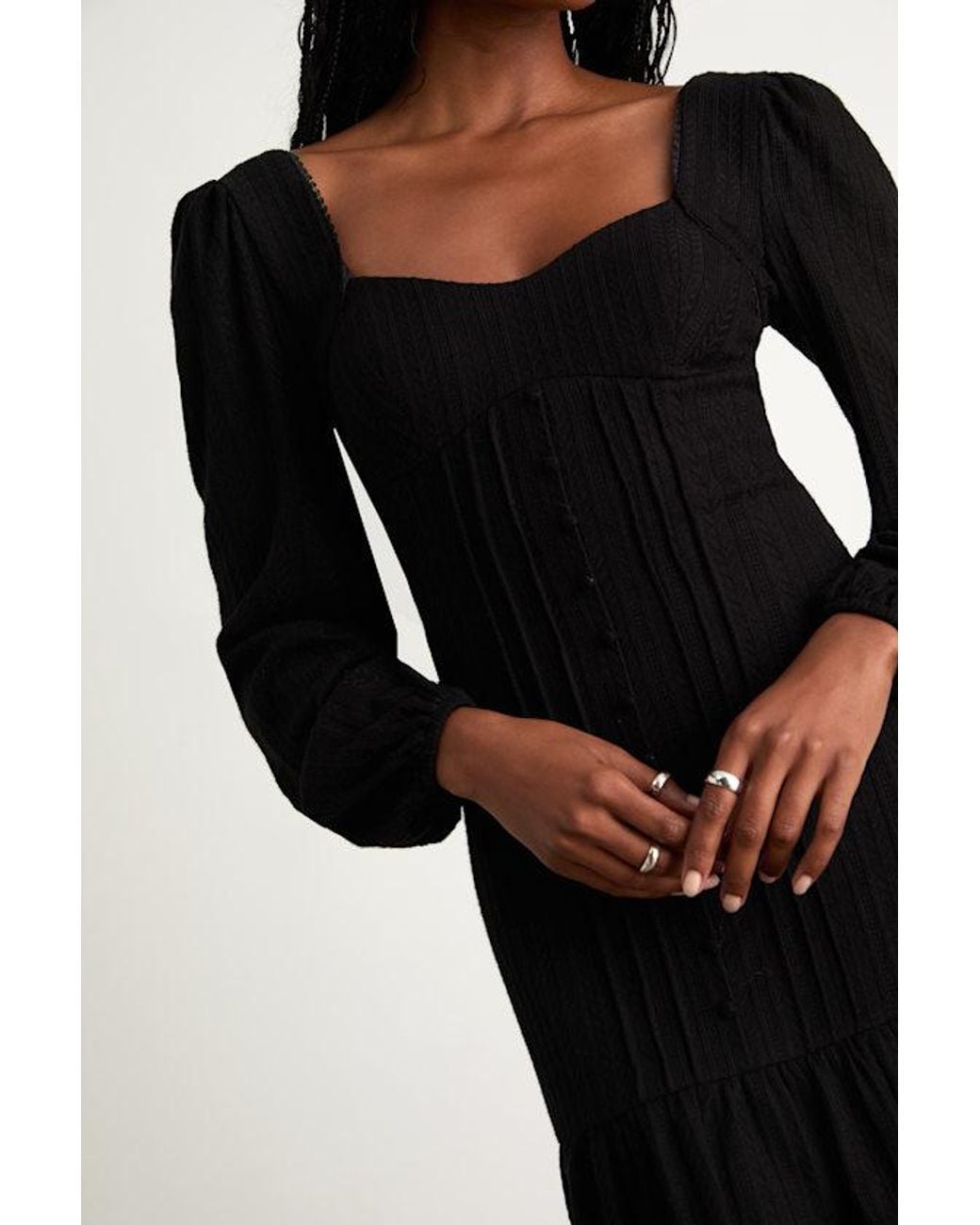 Lulus Coveted Sweetness Pointelle Knit Long Sleeve Mini Dress in Black ...