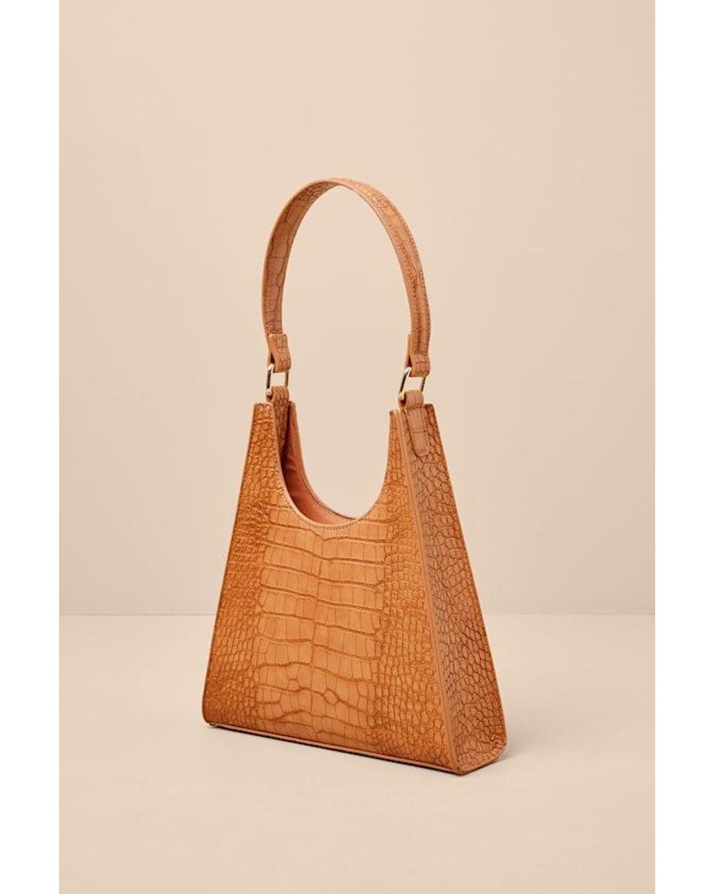 Lulus Renata Croc-Embossed Shoulder Bag in Natural | Lyst