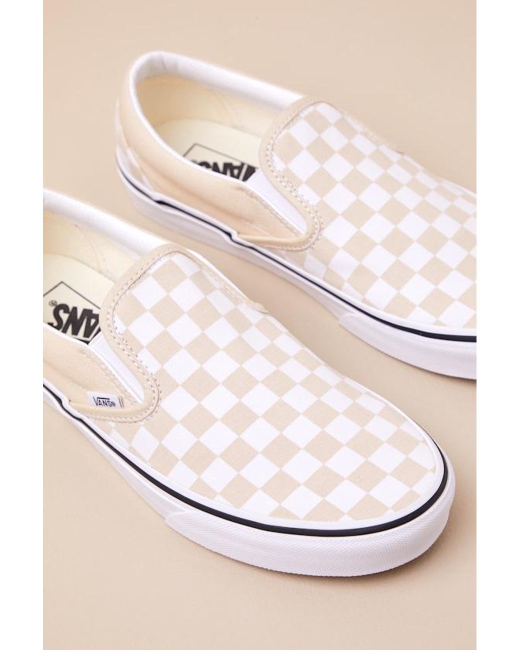 Vans Classic Creme Brulee And Checkerboard Slip-On Sneakers in Blue | Lyst
