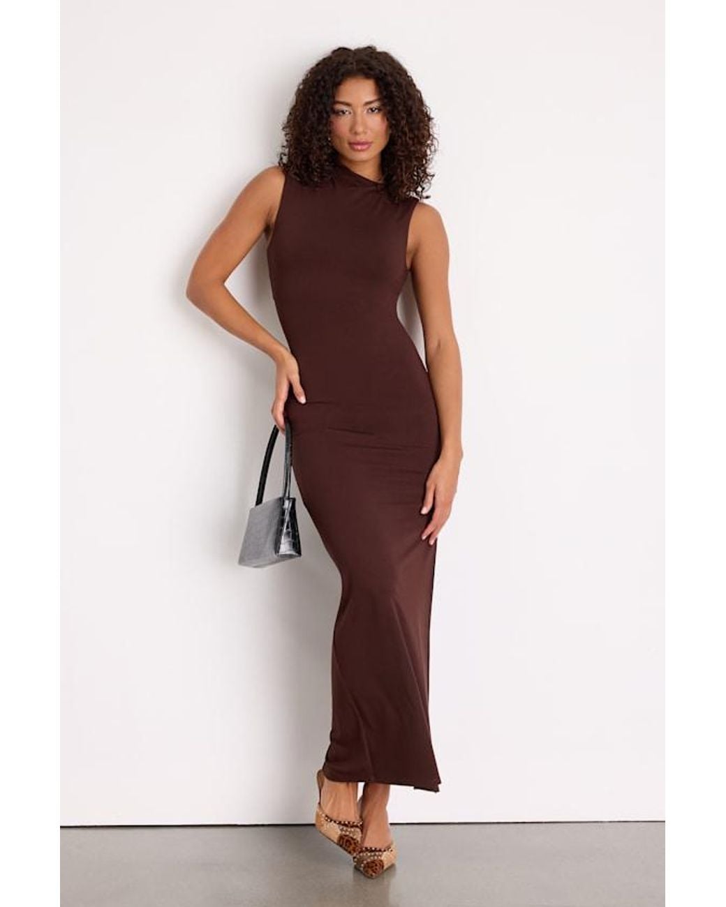 Lulus Anca Sleeveless Mock Neck Bodycon Maxi Dress in Red | Lyst UK