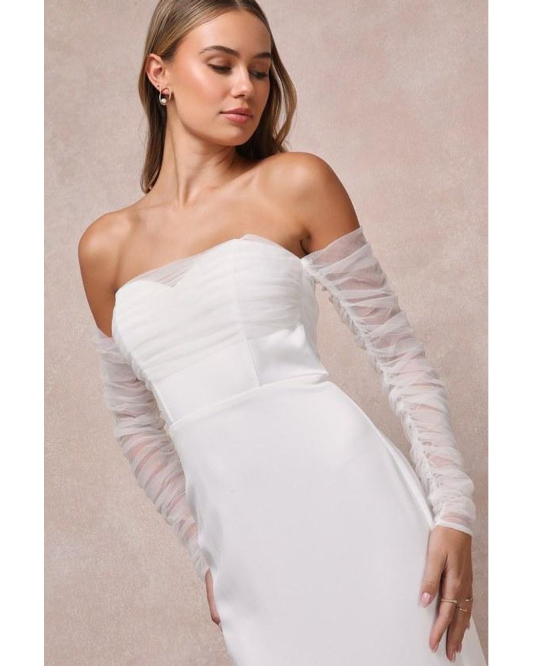 Lulus Eternal Bliss Tulle Off-The-Shoulder Bustier Maxi Dress in ...