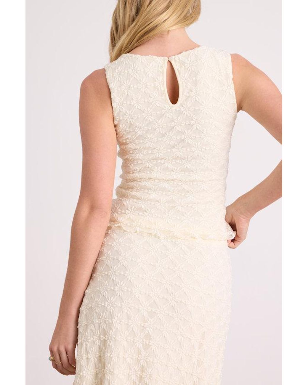 Lulus Malise Cream Textured Lace Tank Top in Brown | Lyst UK