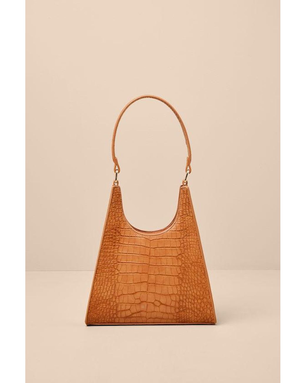 Lulus Renata Croc-Embossed Shoulder Bag in Natural | Lyst