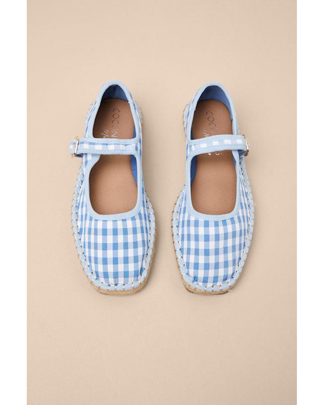Matisse Meg Gingham Buckle Mary Jane Flats in Blue | Lyst