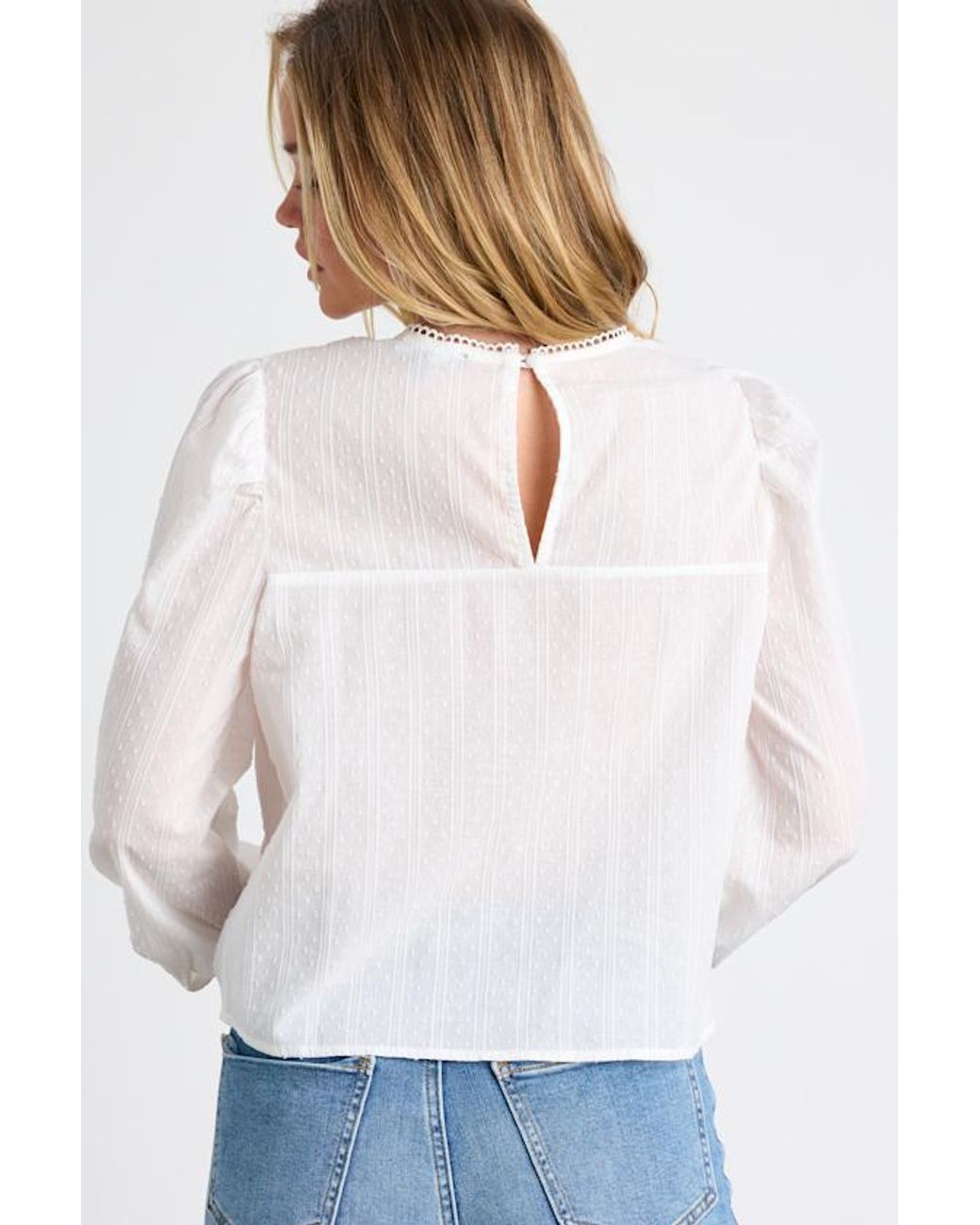 Lulus Holbrook Textured Crochet Lace Long Sleeve Top in White | Lyst