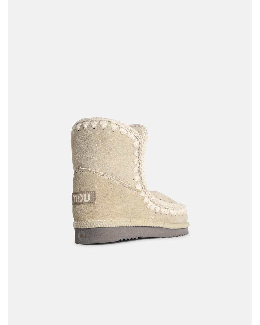 Mou 'Eskimo 18 Glitter Logo' Vanilla Suede Ankle Boots in Natural | Lyst