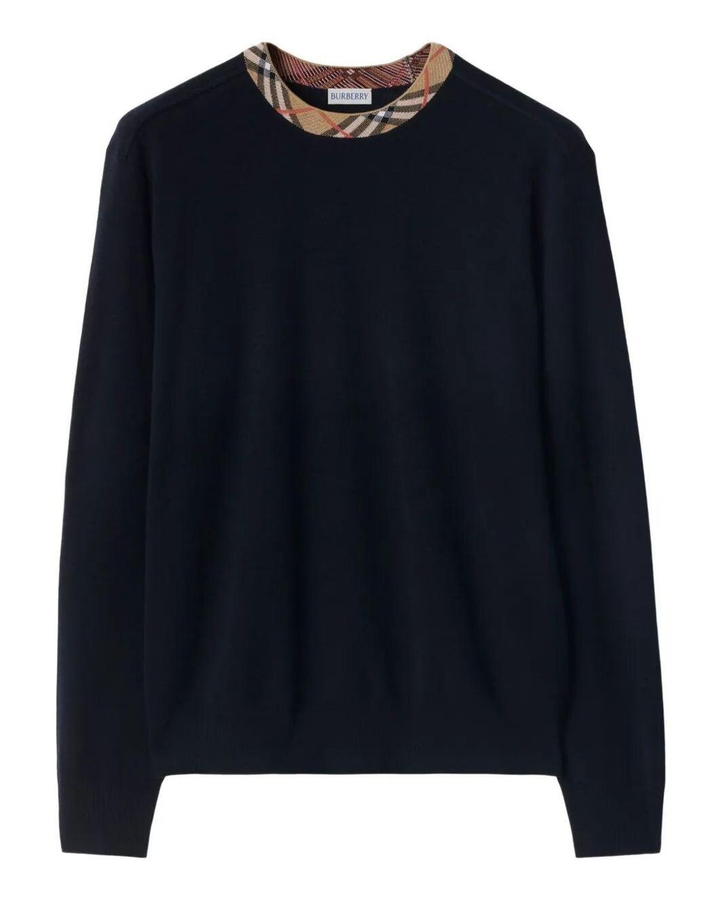 Burberry Row Neck Sweather With Logo in Blue for Men | Lyst