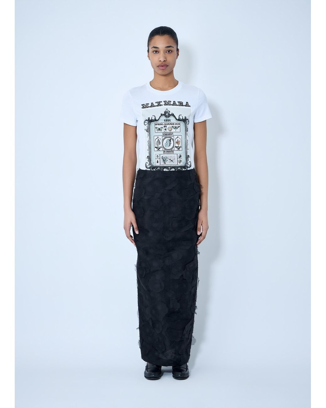 Max Mara Graphic Print Cotton T-Shirt in White | Lyst