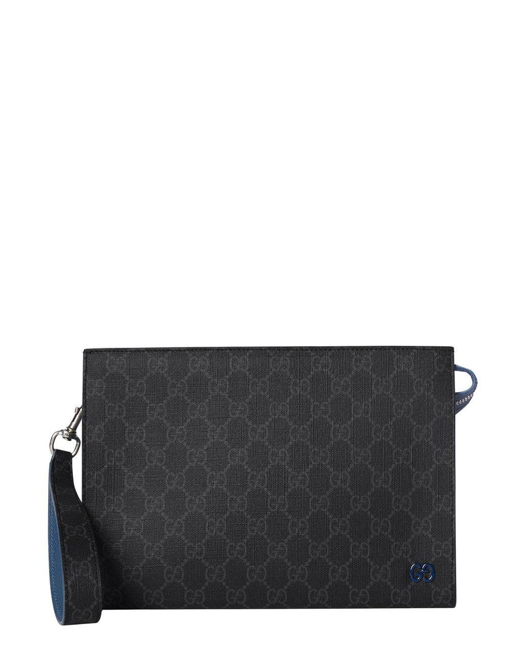 Gucci Clutch With Removable Wrist Strap And Top Zip Closure in Gray for ...