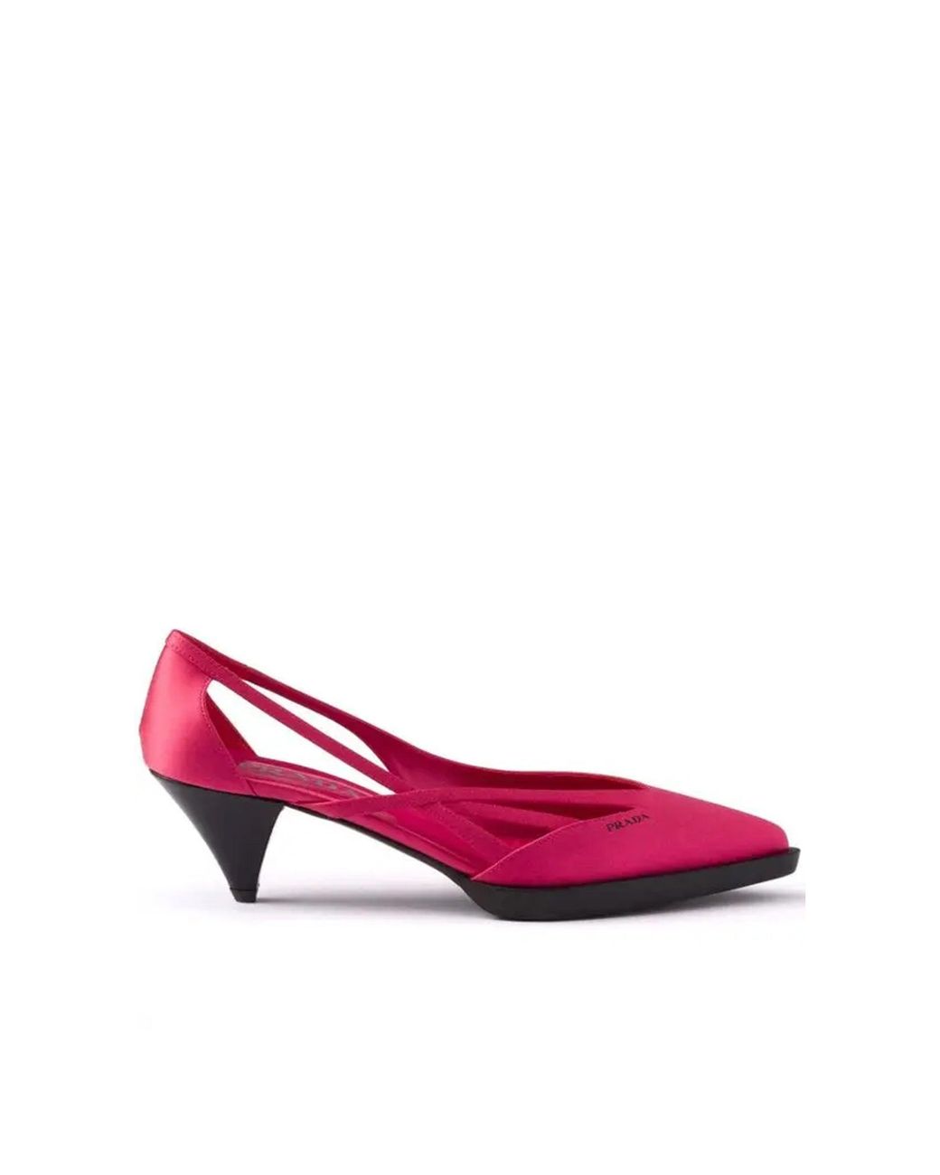 Prada 55Mm Satin Cut-Out Pumps in Pink | Lyst