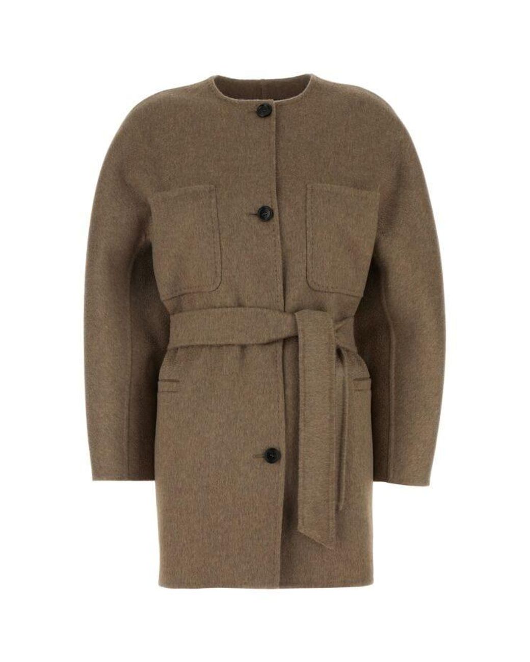 Max Mara Biscuit Cashmere Albata Coat in Natural | Lyst