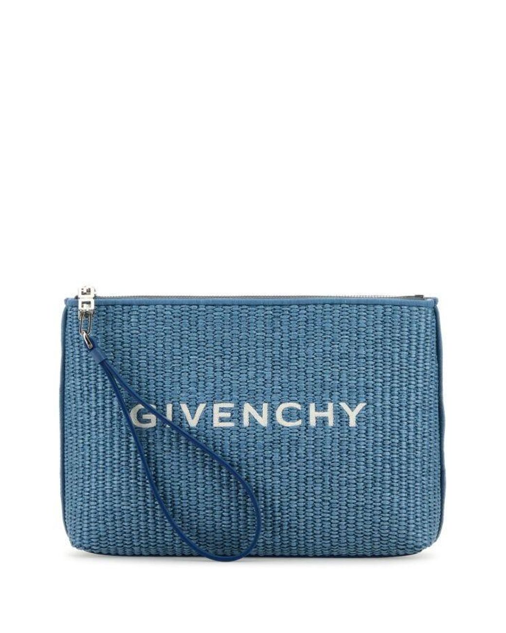 Givenchy Denim Raffia Clutch in Blue | Lyst