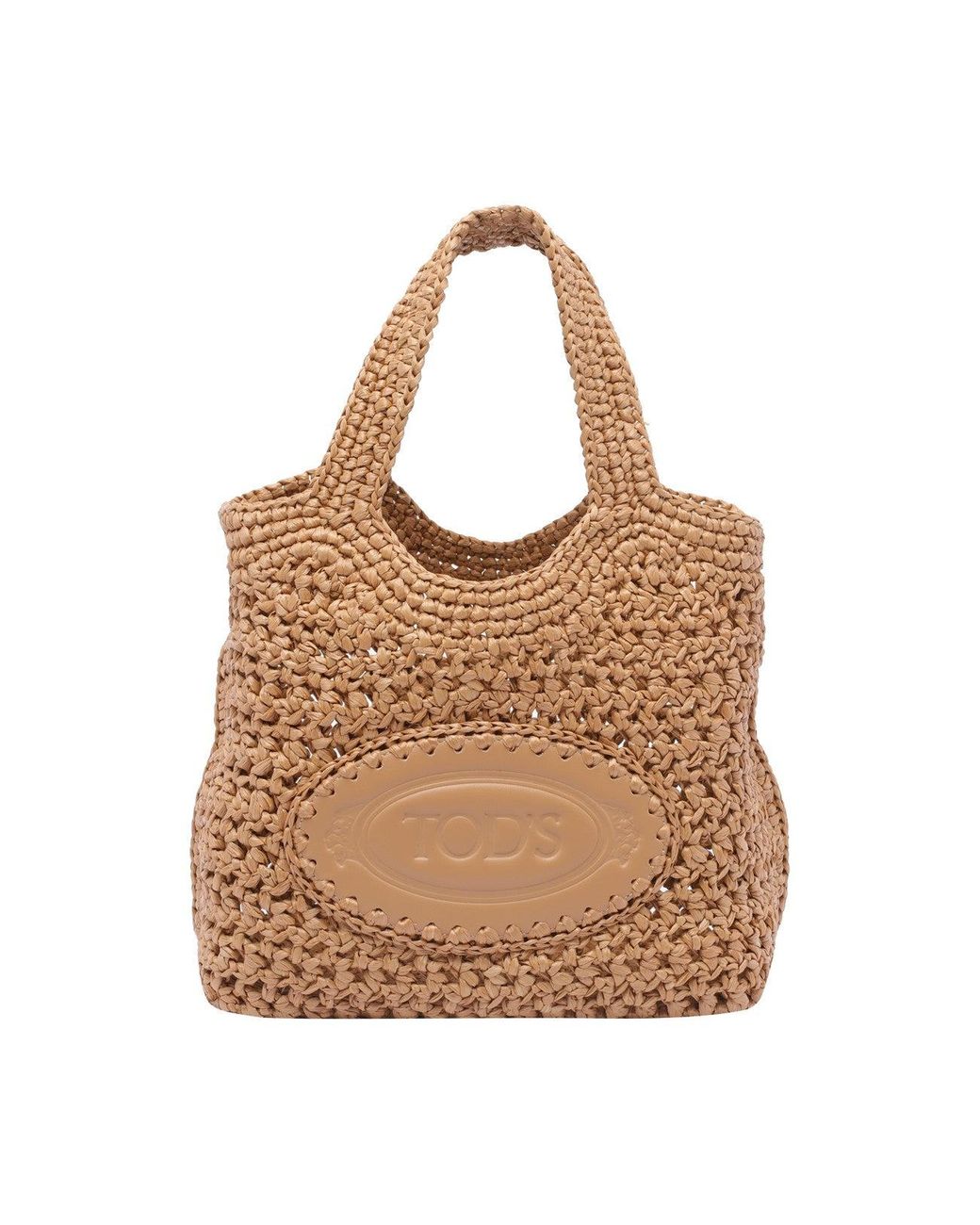 Tod's Mini Rafia And Leather Shopping Bag in Brown | Lyst