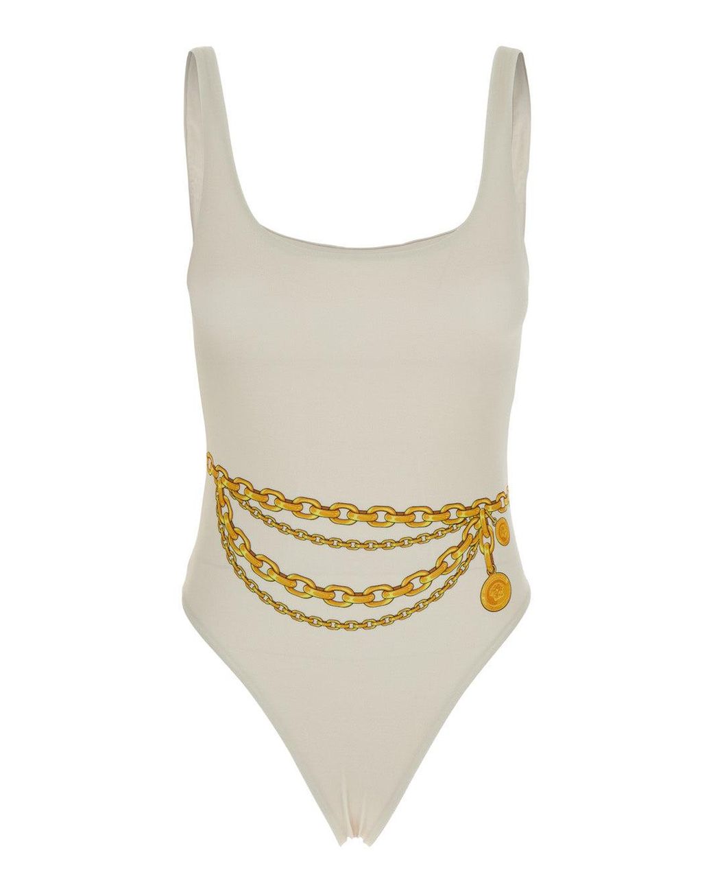 Versace One-Piece Swimsuit With Chain Print in White for Men | Lyst