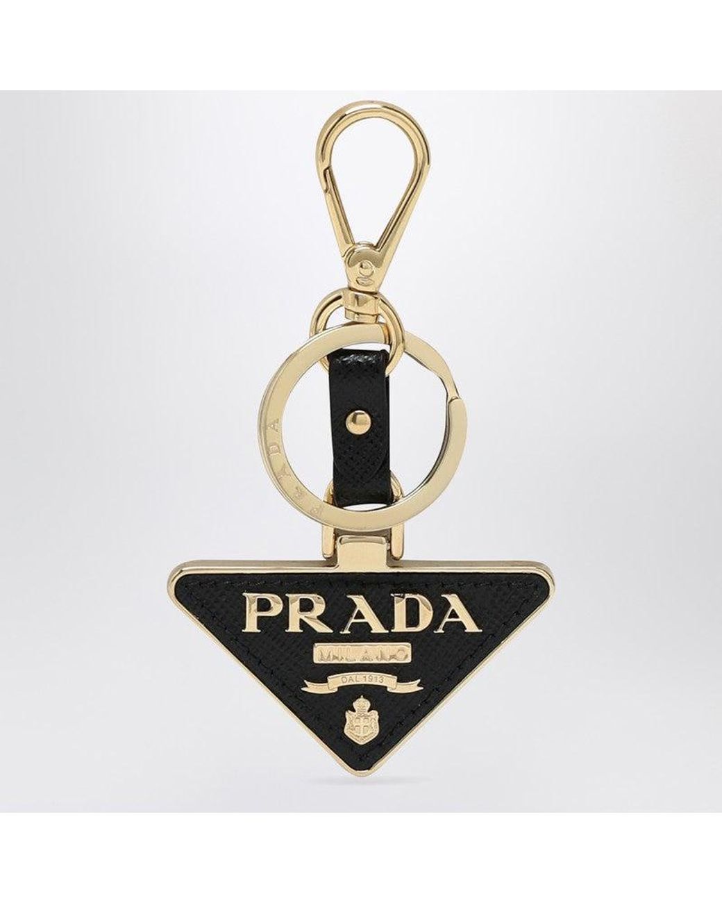 Prada Logo Triangle Key Case in White | Lyst