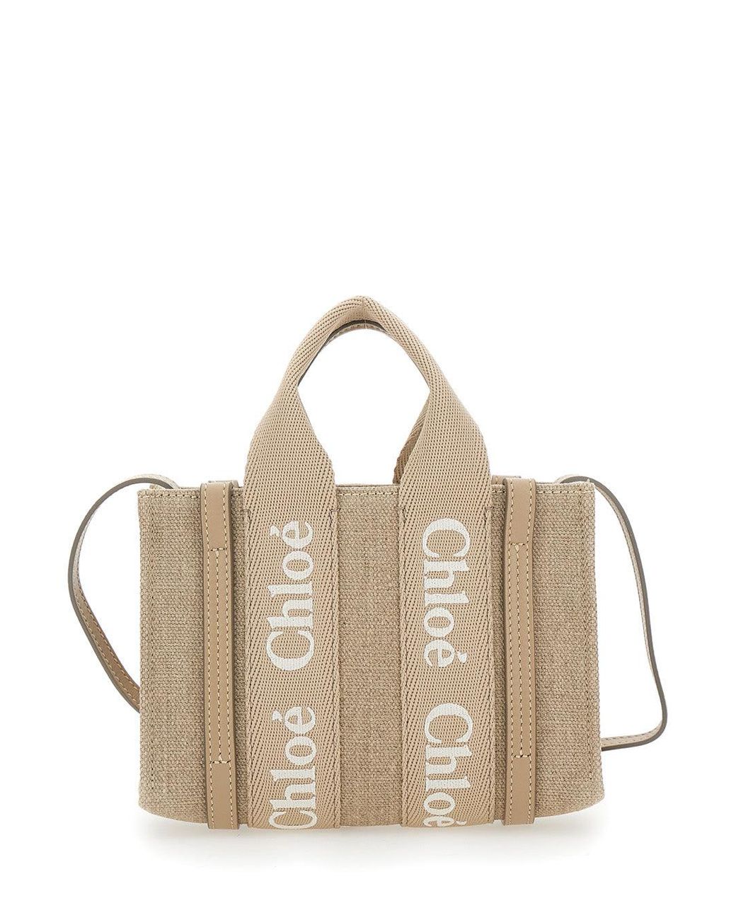 Chloé Chloã 'Woody' Handbag With Shoulder Strap And Contrasting Logo ...