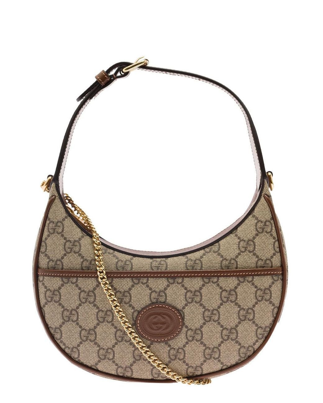 Gucci And Ebony Half-Moon Shaped Mini Bag With Logo Patch in Gray for ...