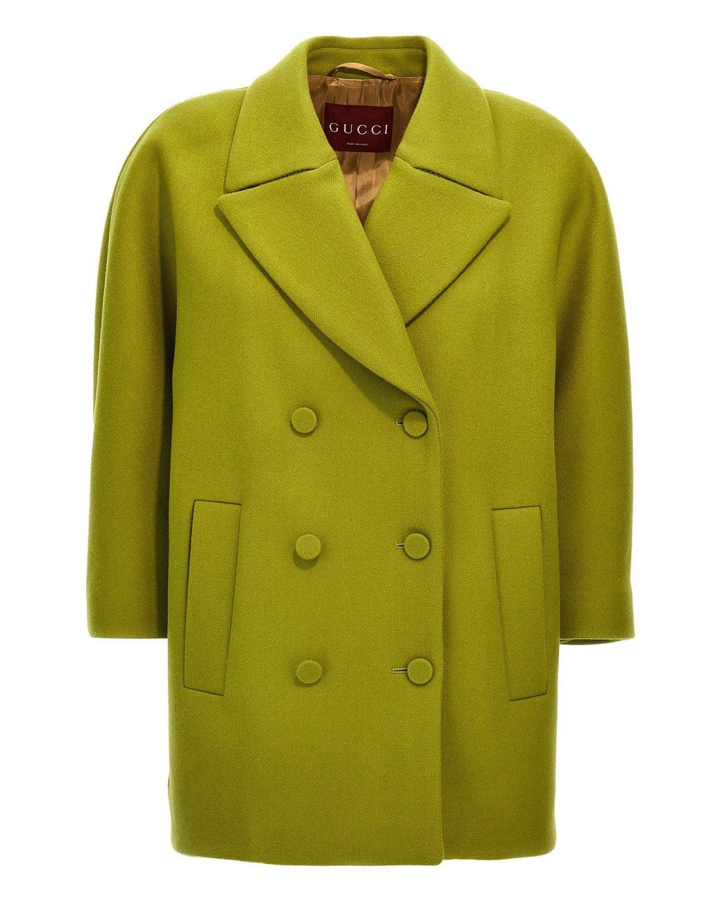 Gucci Batavia Wool Coat in Green | Lyst