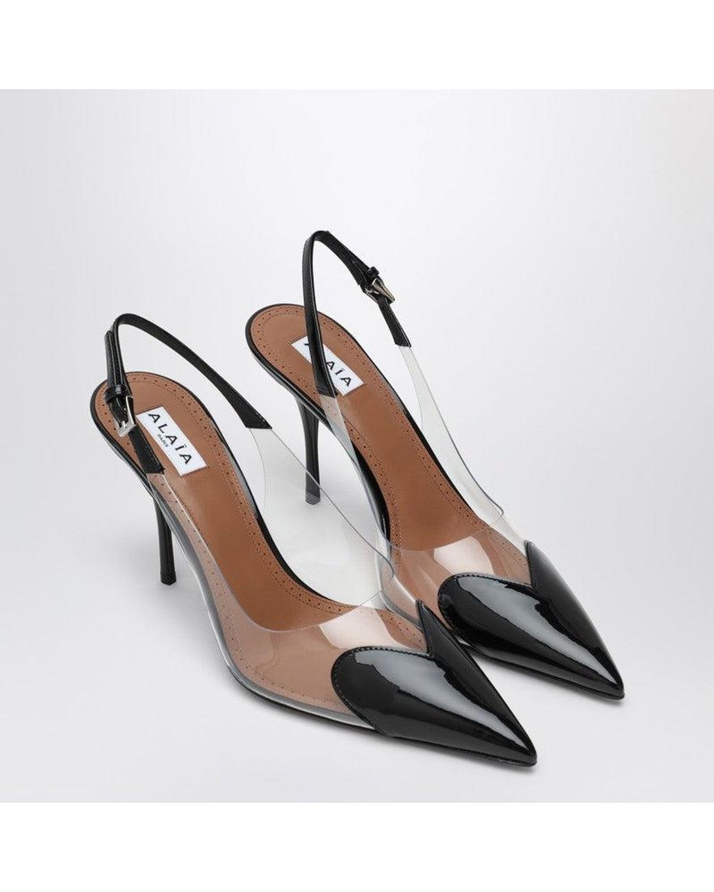 Alaïa Le Coeur Patent Leather High Slingback in Brown | Lyst