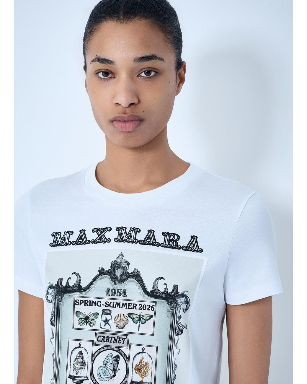 Max Mara Graphic Print Cotton T-Shirt in White | Lyst