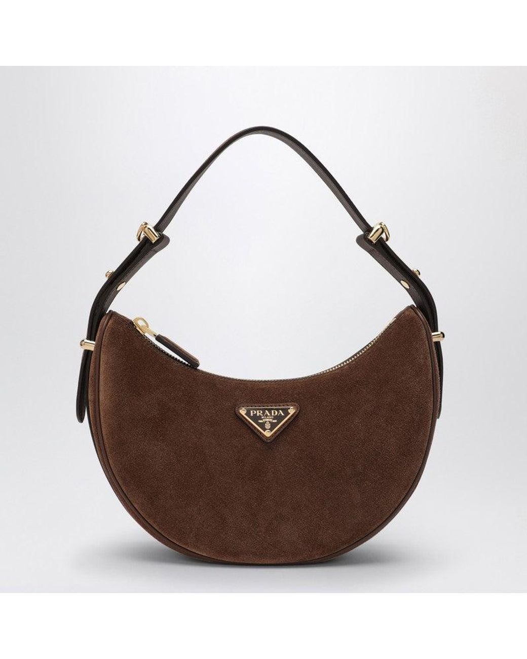 Prada Cocoa Suede Arque Bag in Brown | Lyst
