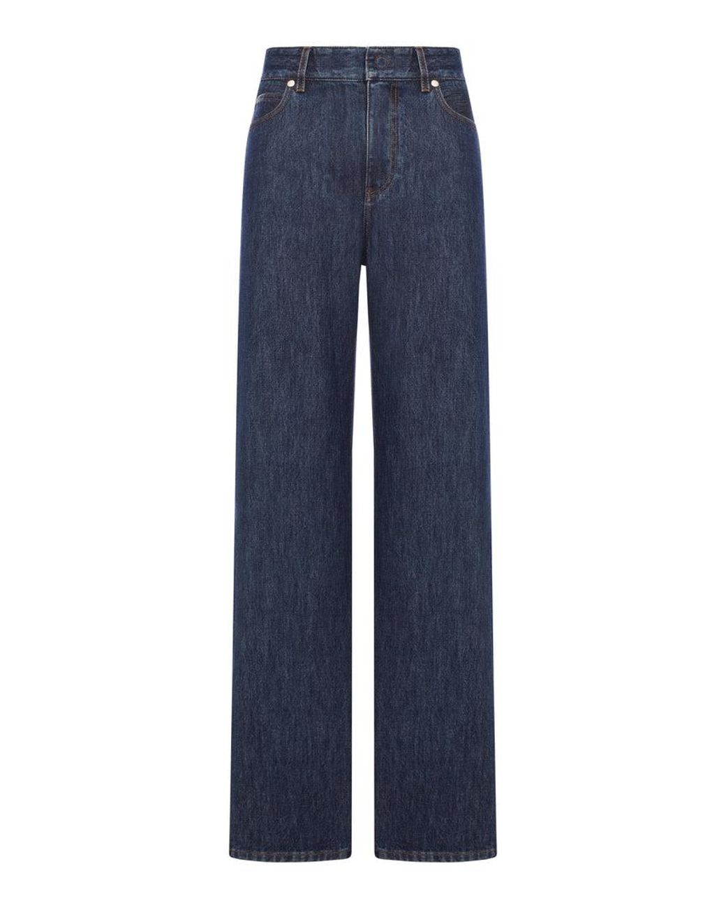 Fendi Long Dark Denim Jeans in Blue | Lyst