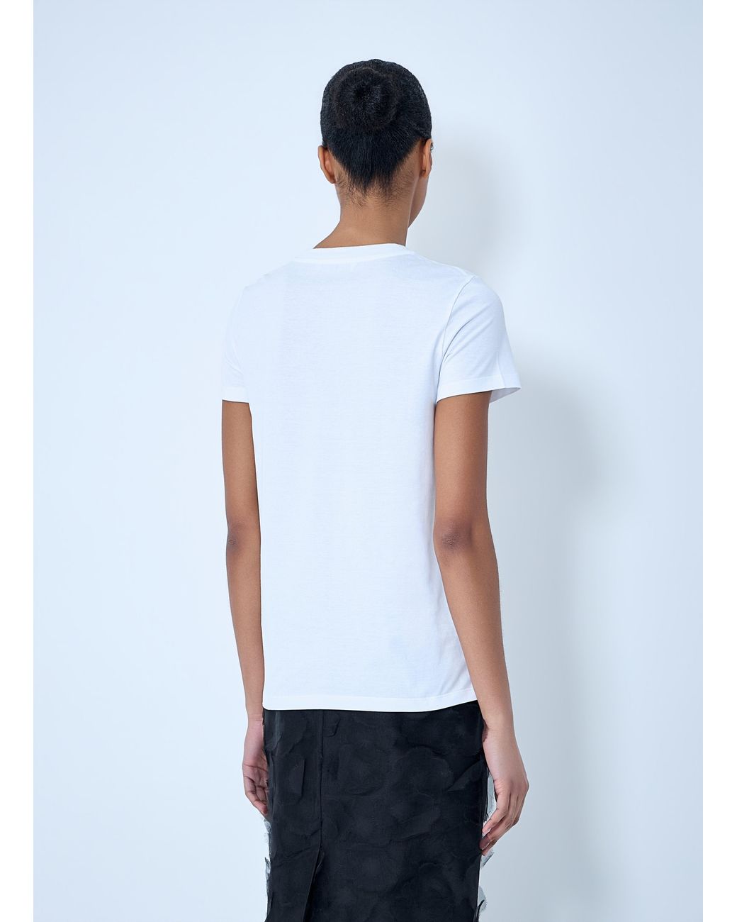 Max Mara Graphic Print Cotton T-Shirt in White | Lyst