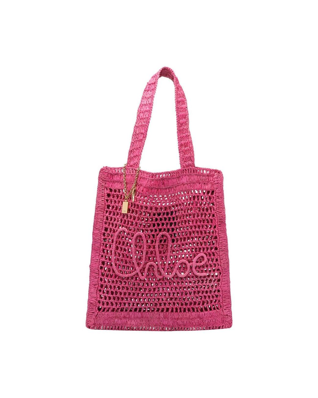 Chloé Rafia Summer Banana Tote Bag in Pink | Lyst