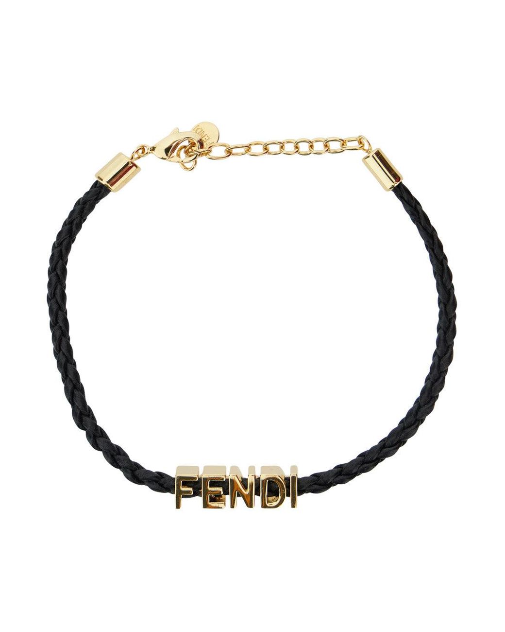 Fendi Woven Bracelet With Metallic Lettering Logo And Lobster Clasp for ...