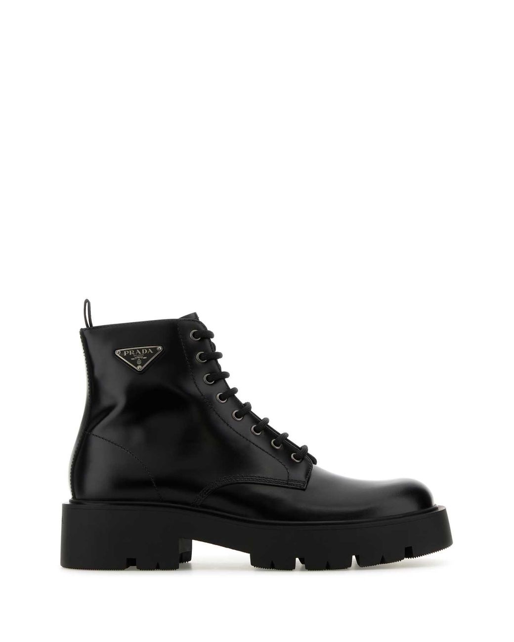 Prada Black Leather Ankle Boots for Men | Lyst