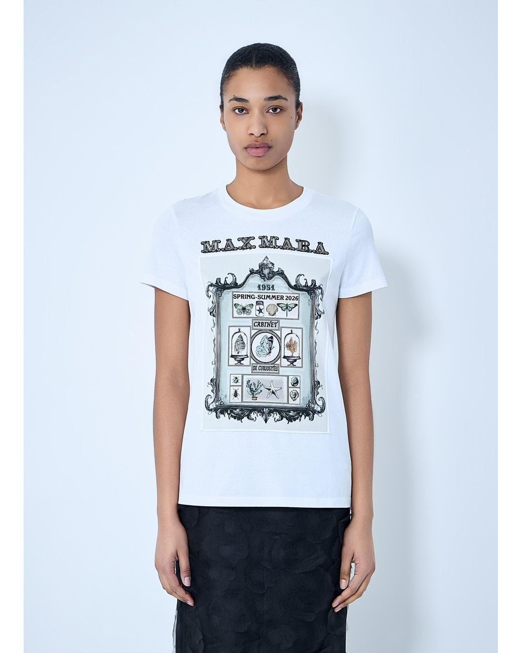 Max Mara Graphic Print Cotton T-Shirt in White | Lyst