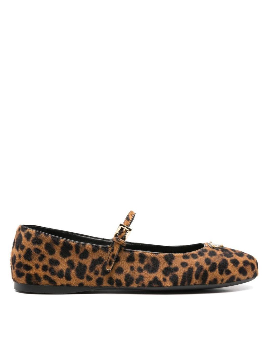 Prada Leopard-Print Ballerina Shoes in White | Lyst
