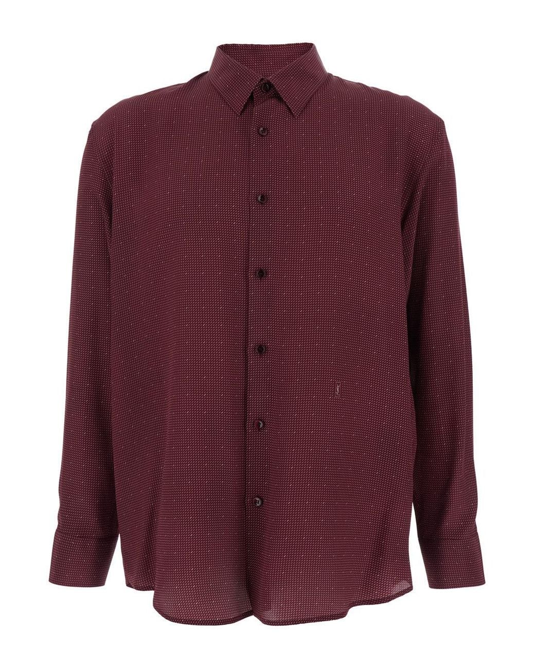 Saint Laurent Long-Sleeved Shirt With Classic Collar And Micr in Purple ...