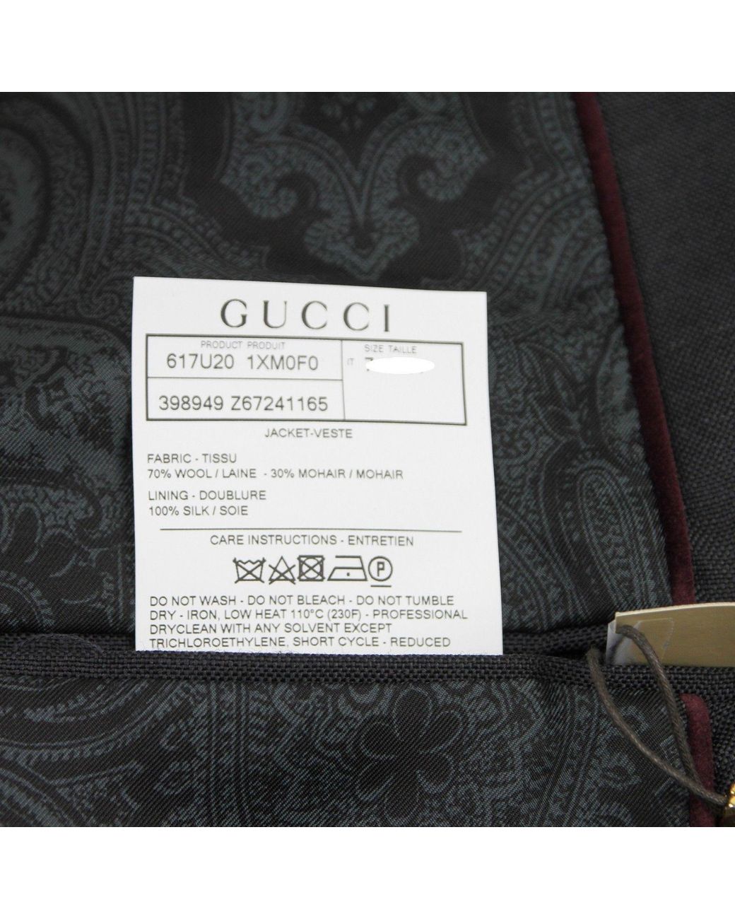 Gucci Panama Dark Wool Mohair Formal Jacket (G 48 R Us 38 R) in Black ...