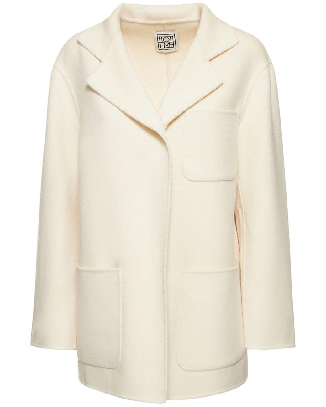 Totême Patch Pocket Doublé Wool Jacket in White | Lyst