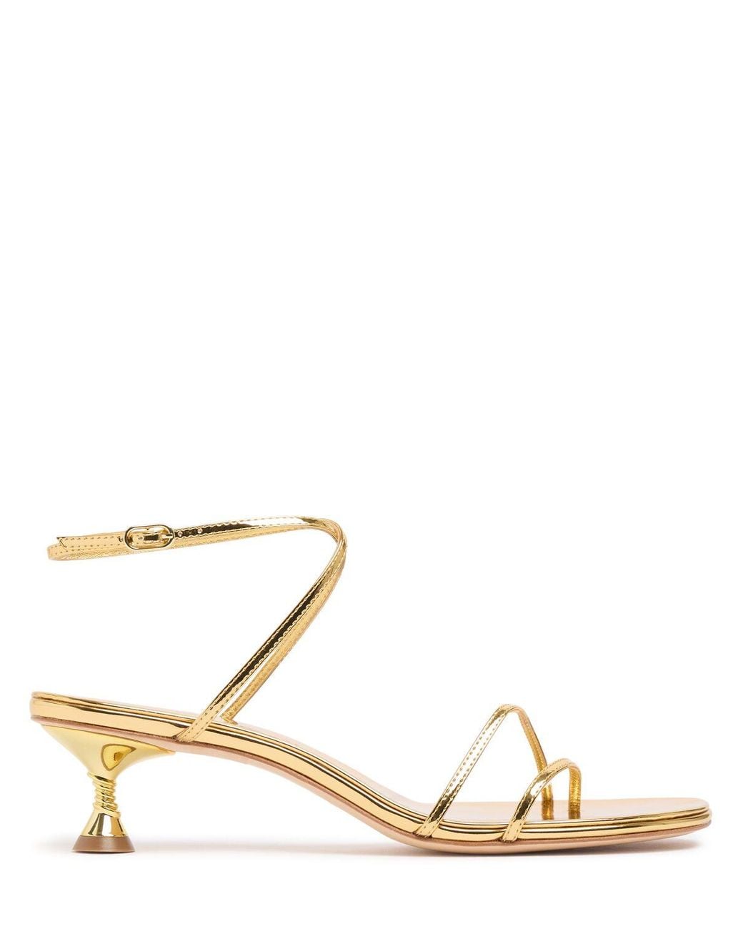 STUDIO AMELIA 50Mm Helix Metallic Leather Sandals in Natural | Lyst