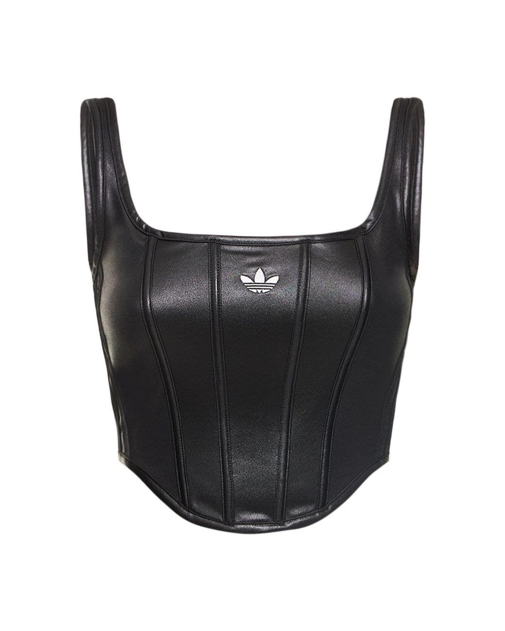 Adidas Originals Faux Leather Corset In Black Lyst