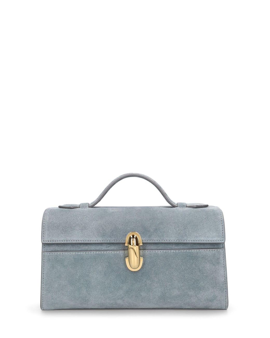SAVETTE The Symmetry Suede Top Handle Bag in Blue | Lyst