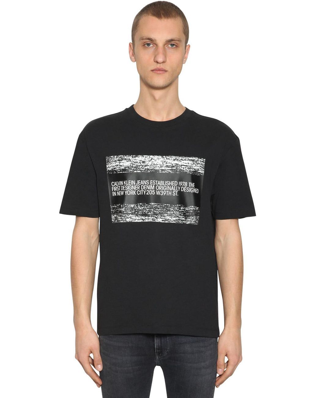 CALVIN KLEIN JEANS EST. 1978 Cotton Contrast Logo T-shirt in Black for ...